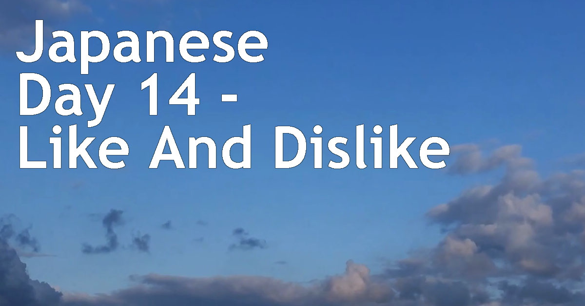 Japanese Day 14 - Like And Dislike - Reaching Fluency