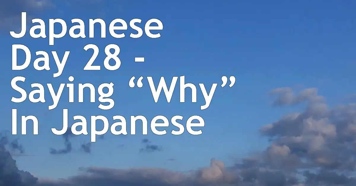 Japanese Day 28 - Saying “Why” In Japanese - Reaching Fluency